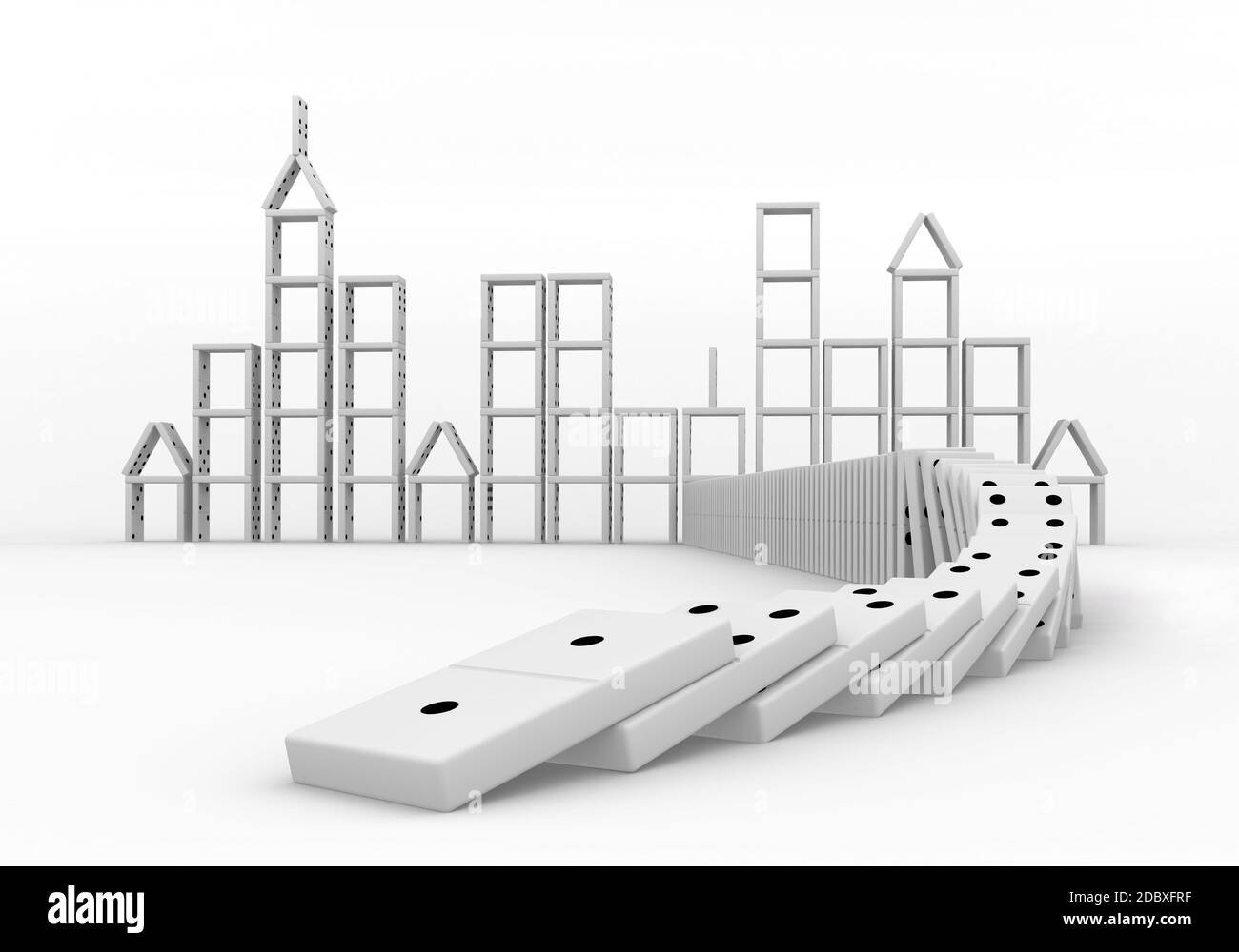 Domino Effect Crisis Concept 3D Render Stock Photo - Alamy
