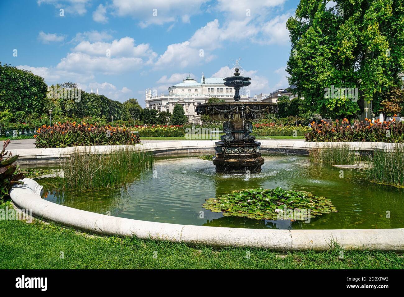 Volksgarten Vienna With Burgtheater, beautiful public park with flower ...