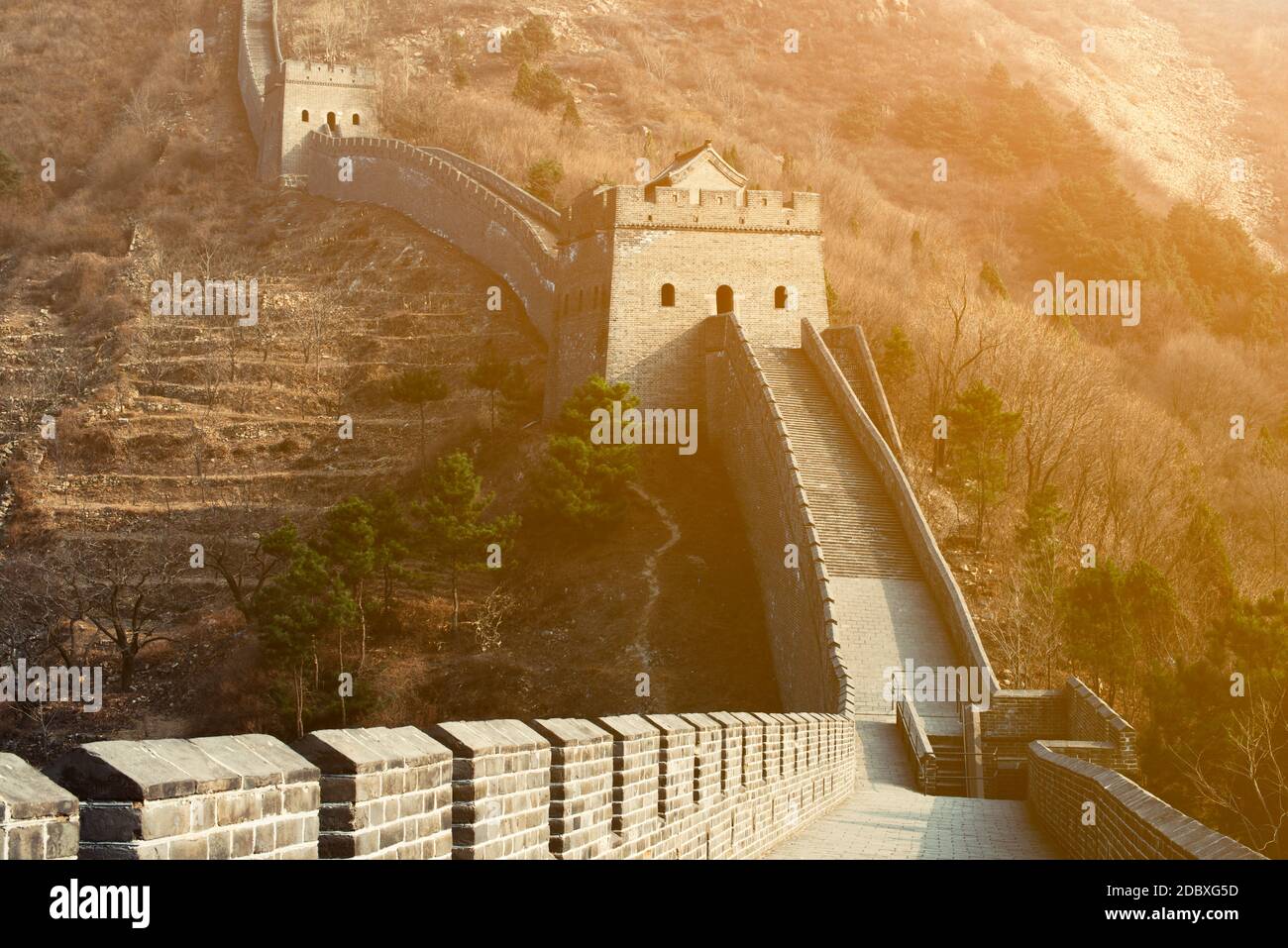 The Great Wall of China At Sunset. Longest Man-Made Structure in the ...
