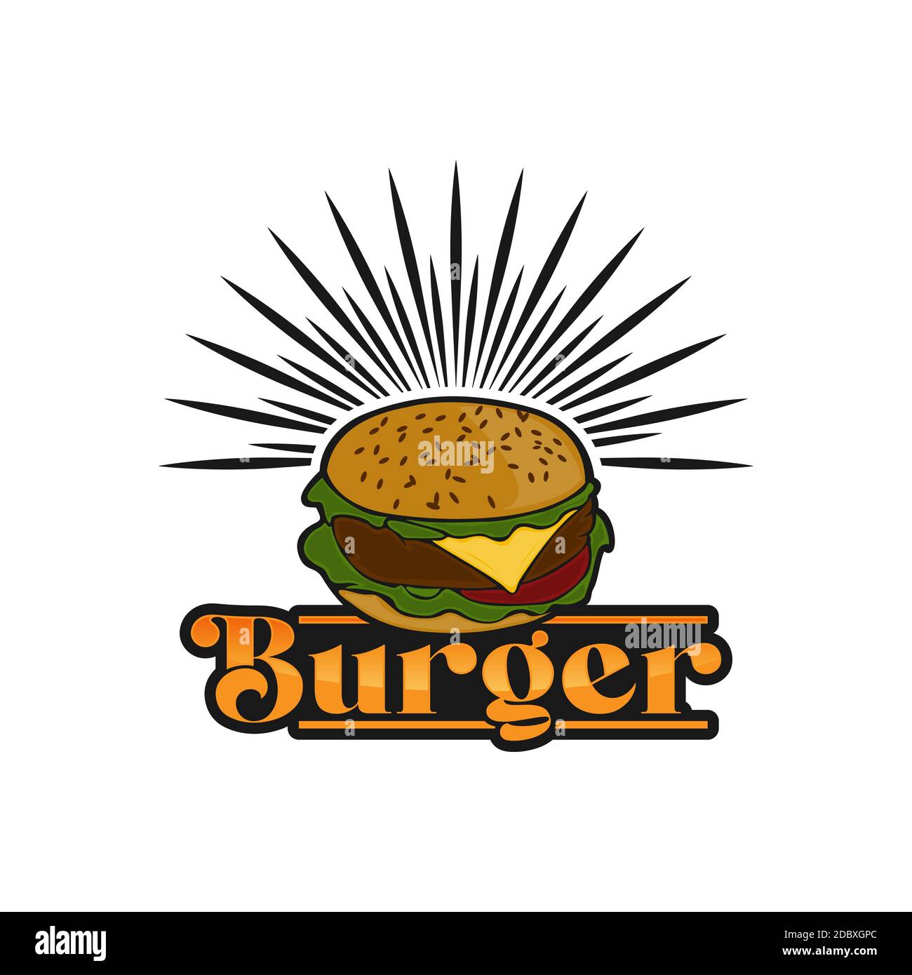 Burger graphic vector image, logo sandwich, lettering.EPS 10 Stock ...
