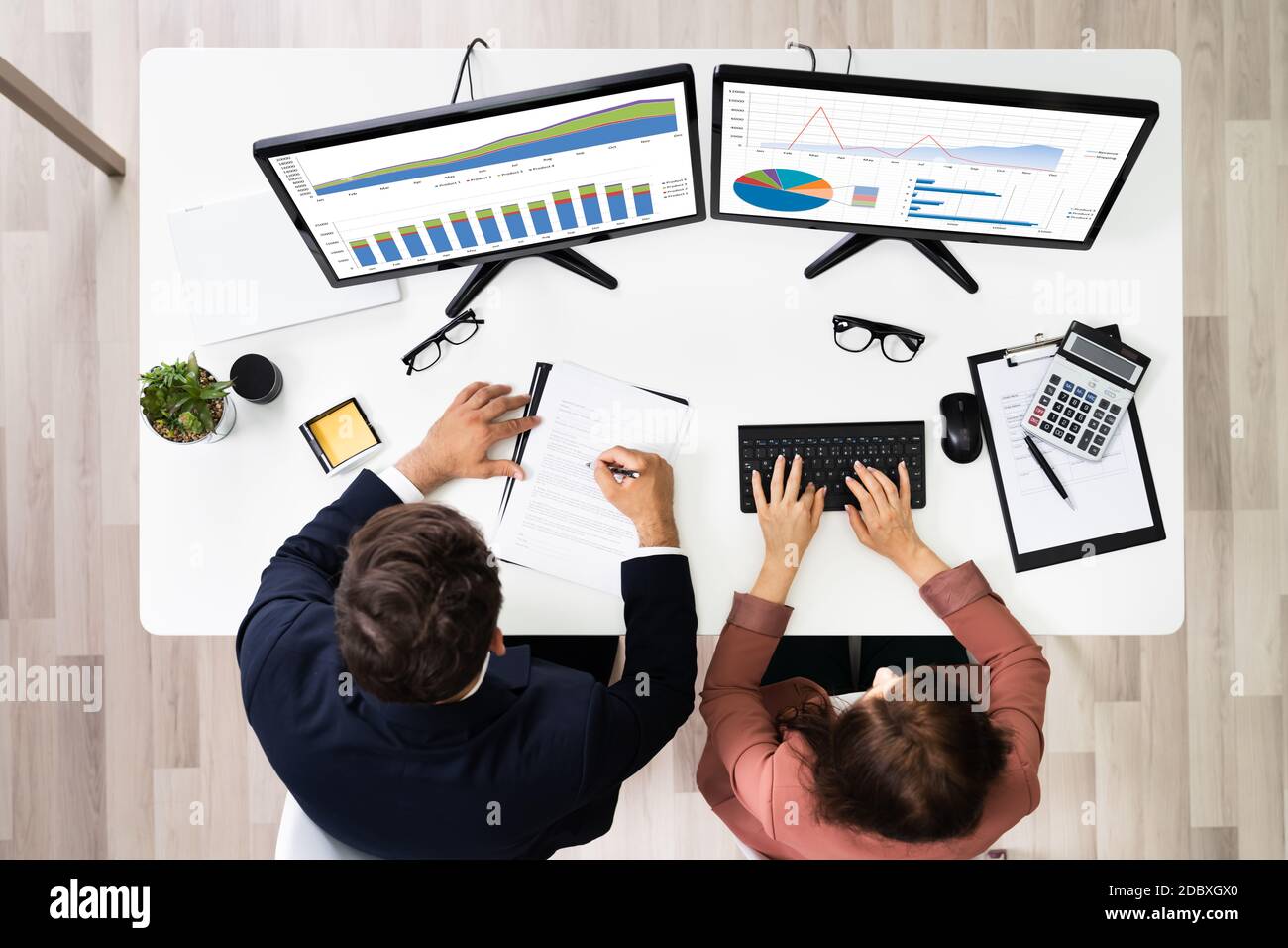 Financial Advisor And Business Analyst Working On Computer Stock Photo ...