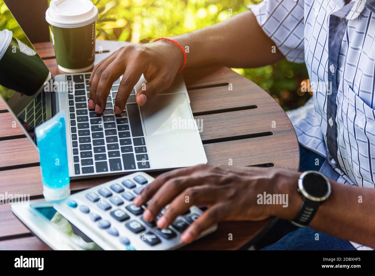 Happy Asian black businessman person or office worker wear face mask ...