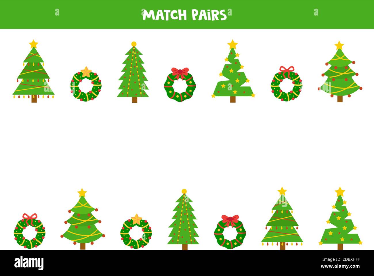 Find pair to each Christmas tree and wreath Stock Vector Image & Art ...