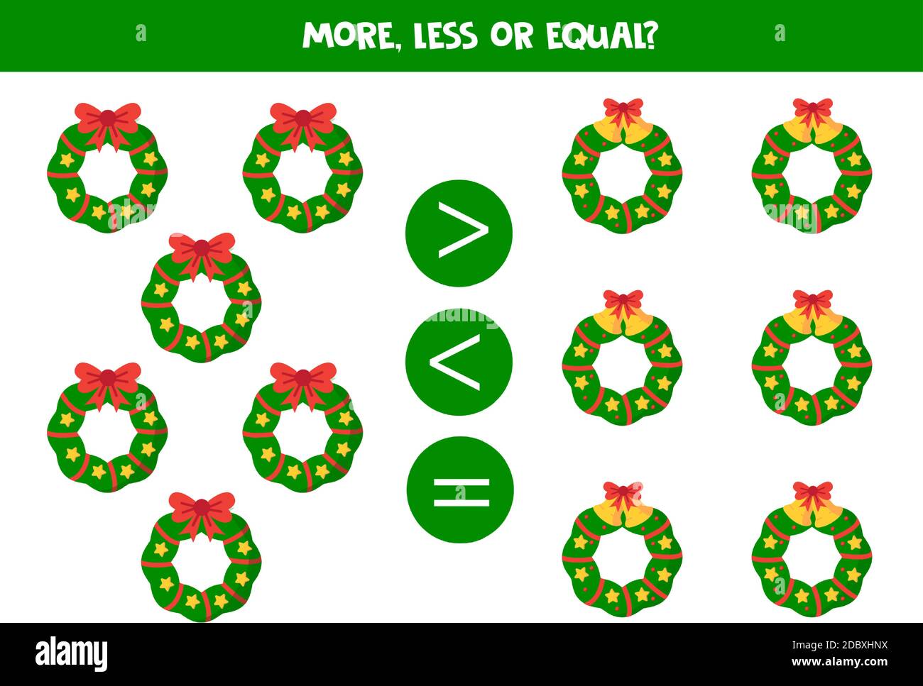 Count all Christmas wreaths and compare numbers Stock Vector Image ...