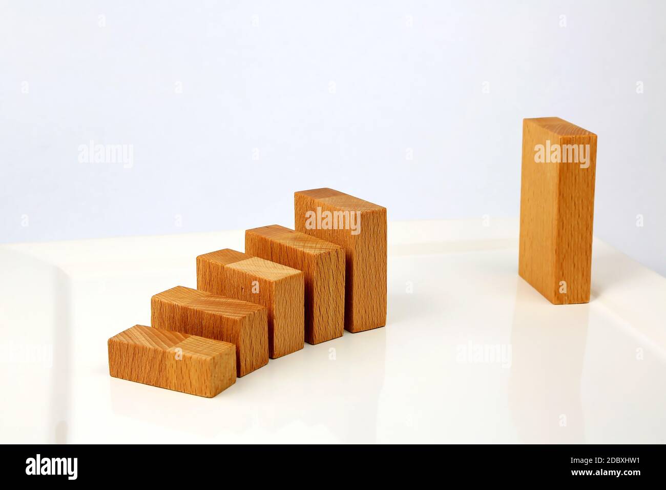 ascending diagram with wooden blocks Stock Photo - Alamy