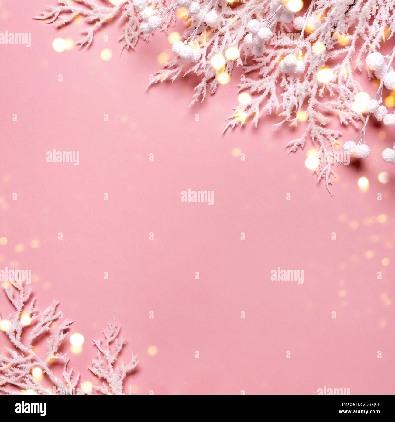 Christmas or New Year shine background in pastel colors. White frost ...