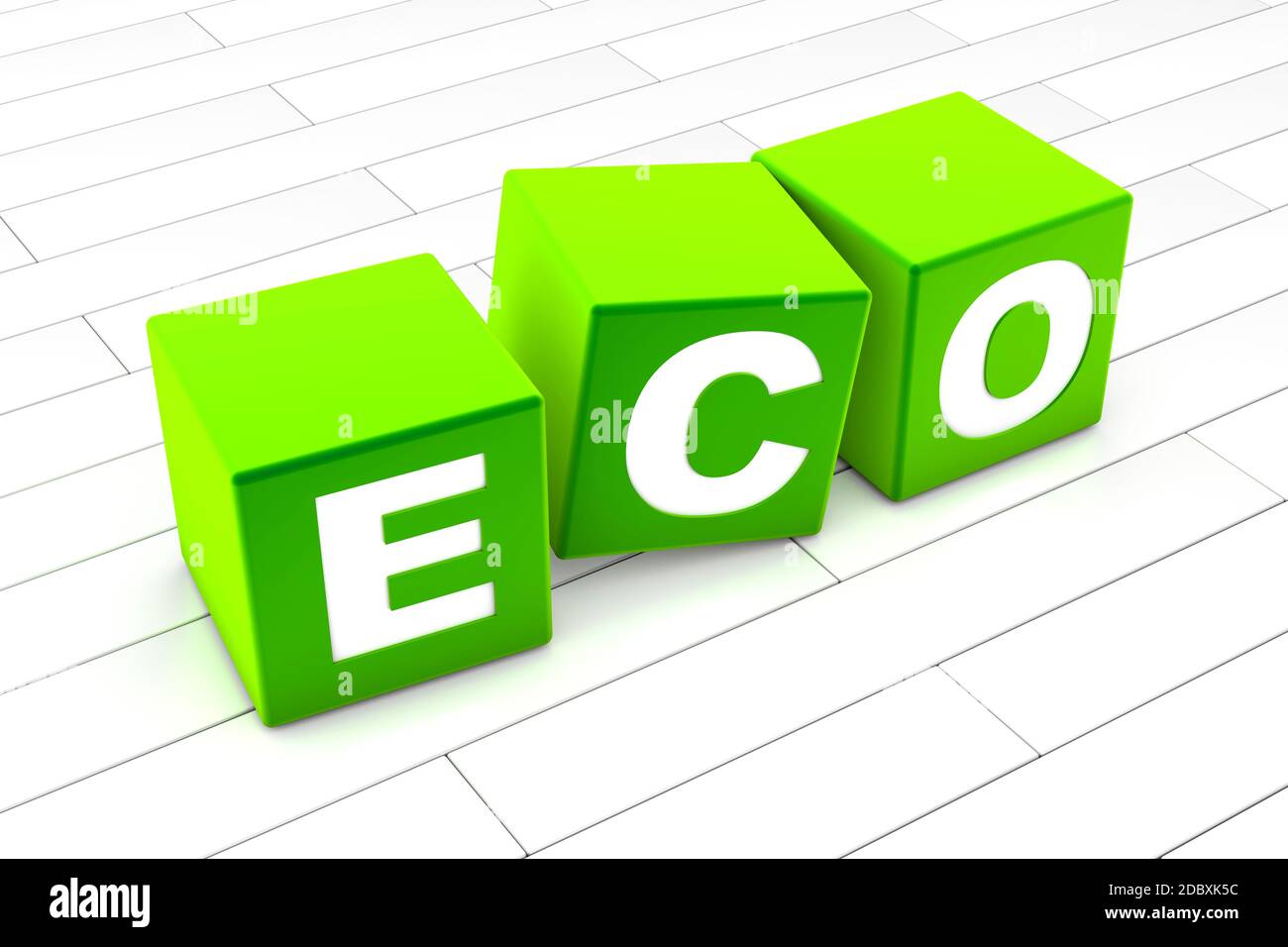 3D rendered illustration of the word Eco made of cubes Stock Photo - Alamy