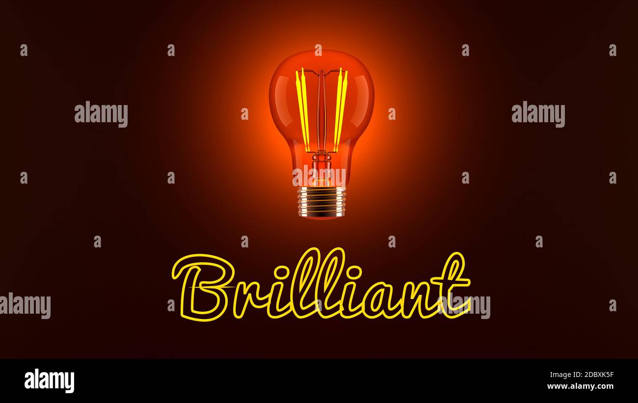 Conceptual 3D rendered illustration of a shining light bulb and the ...