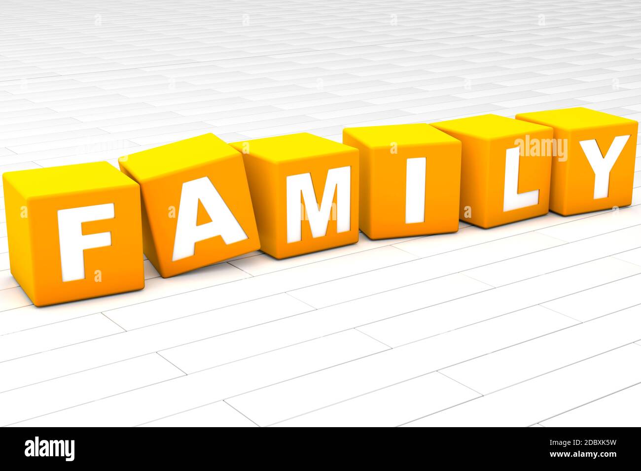 3D rendered illustration of the word Family made of cubes Stock Photo ...