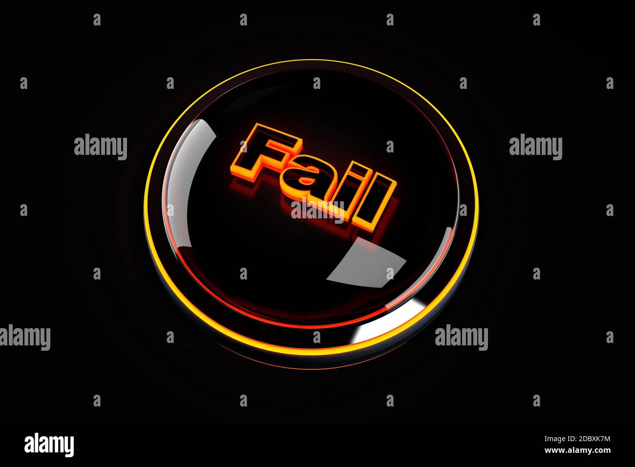3D rendered illustration of a glowing Fail button Stock Photo - Alamy