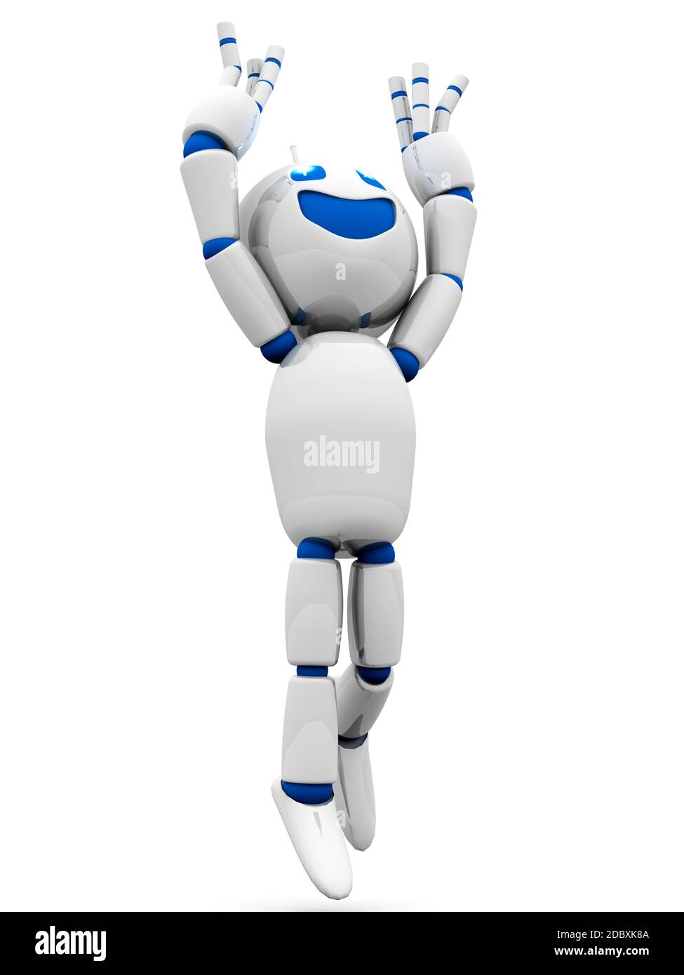 3D rendered Illustration of a happy jumping cartoon Robot Stock Photo ...