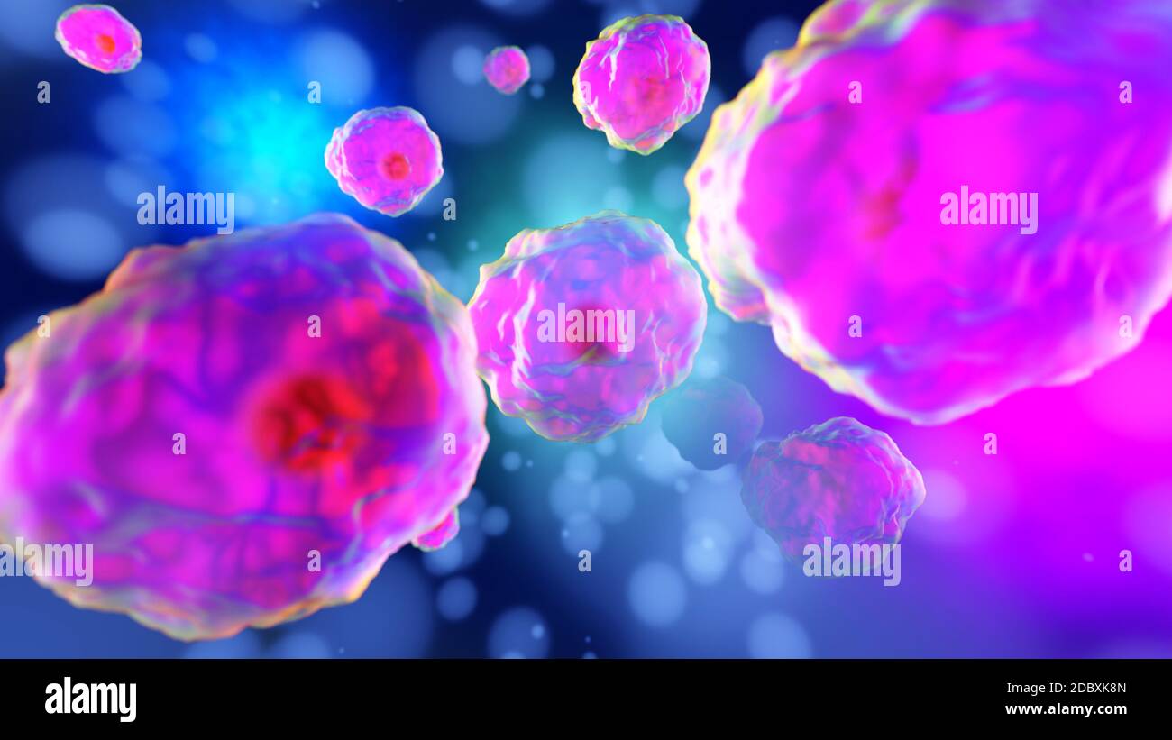 3D rendered Illustration of colourful cells under the microscope Stock ...