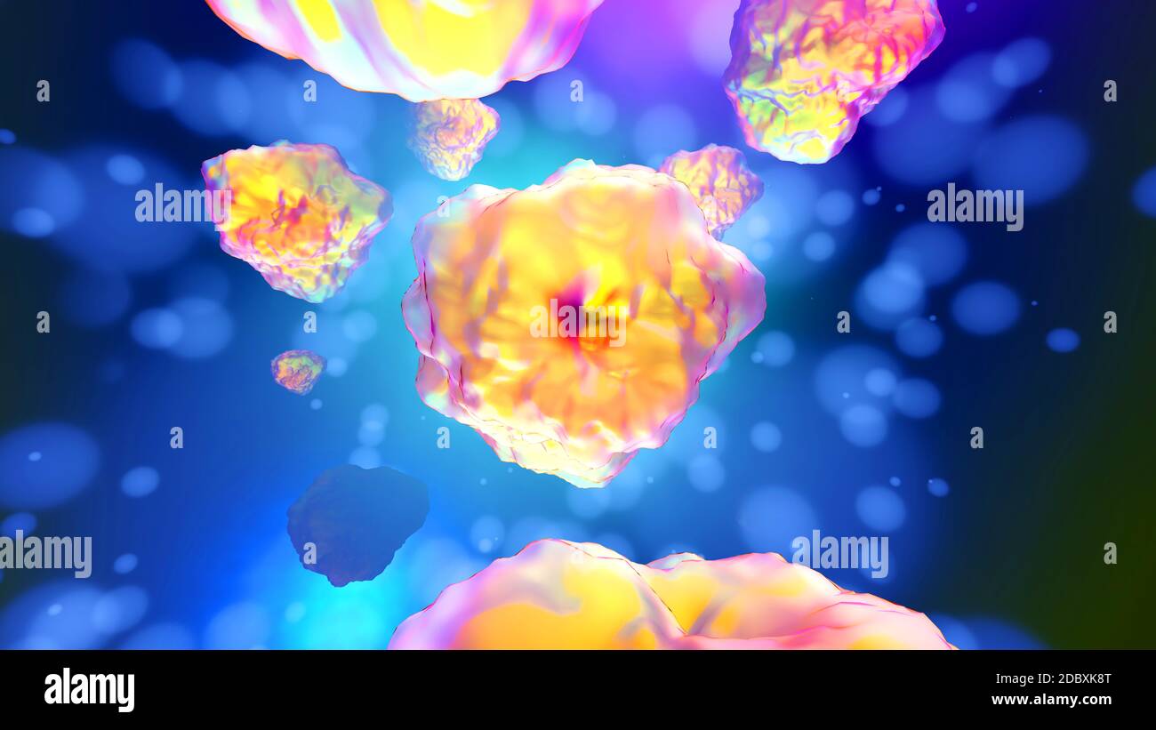 3D rendered Illustration of damaged and inflamed cells under the ...