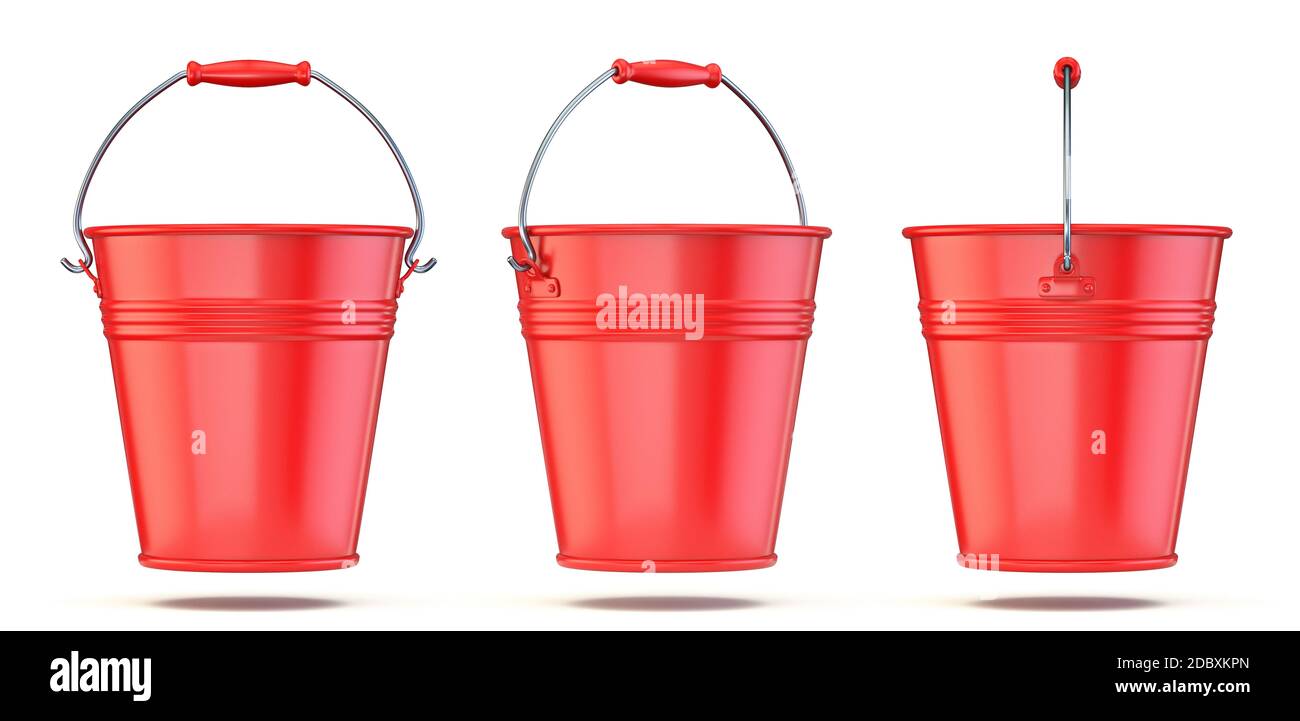 Red bucket 3D render illustration isolated on white background Stock ...
