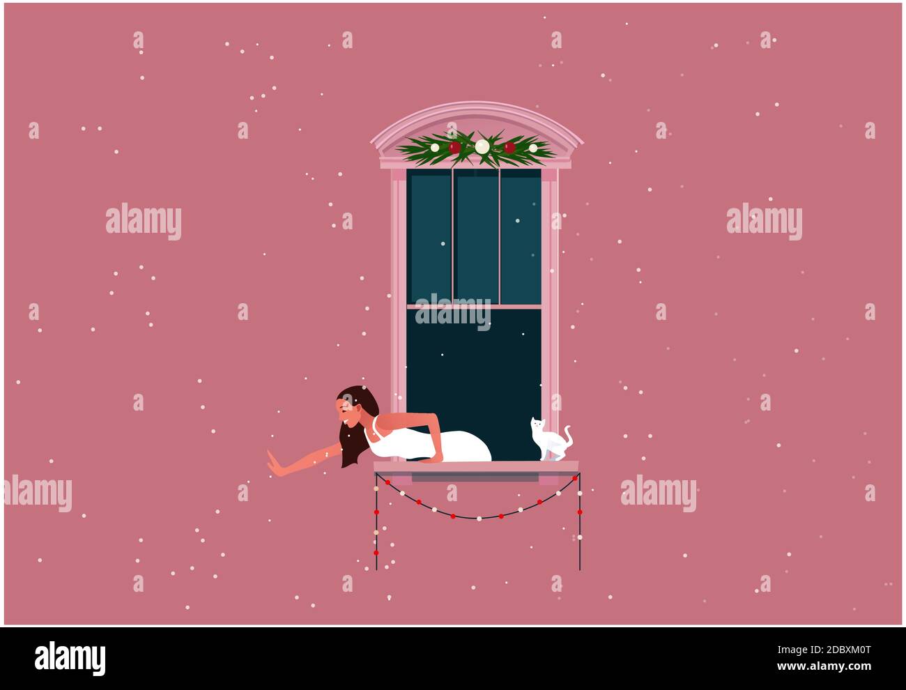 Window frames with woman waving to people Stock Vector Image & Art - Alamy