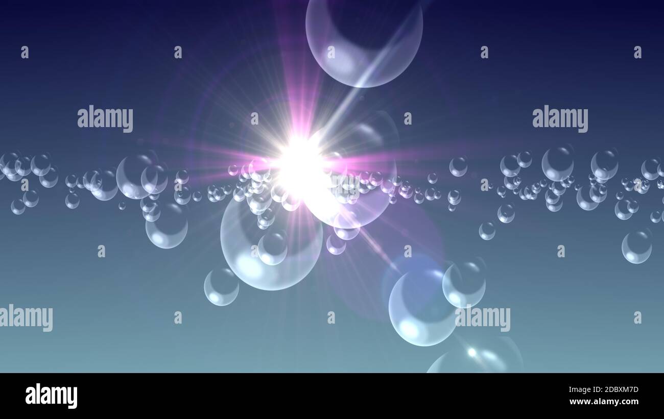 bubbles in space light ray abstract, illustration render Stock Photo ...