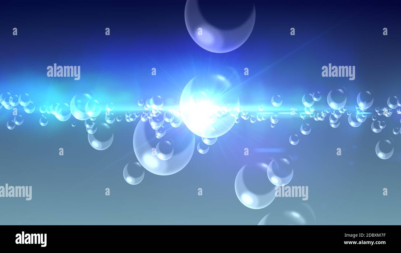 bubbles in space light ray abstract, illustration render Stock Photo ...