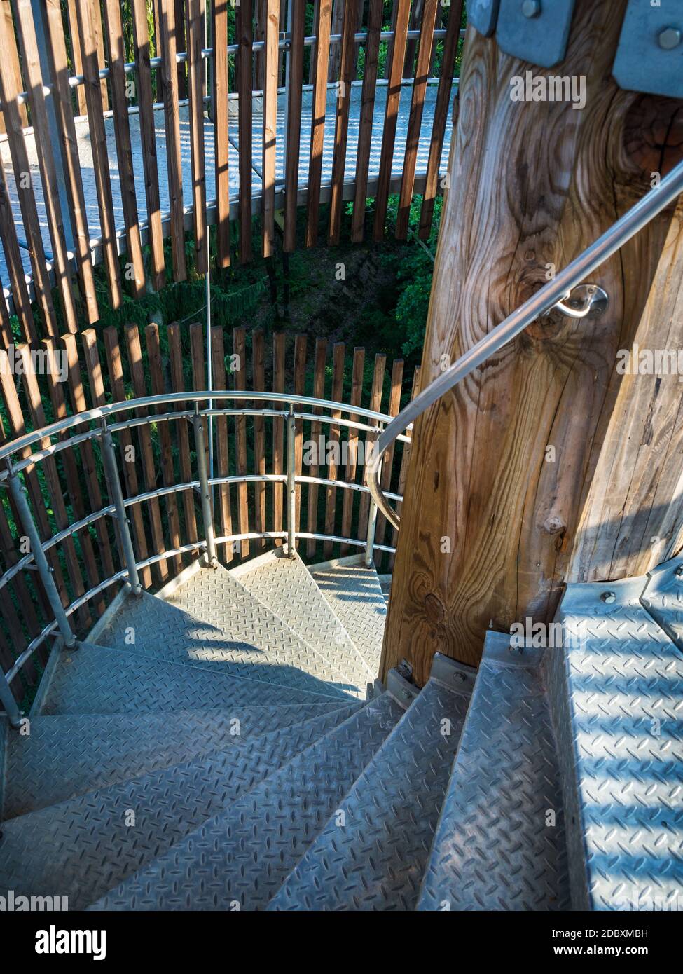 Steps and handrail of a staircase on a view tower Stock Photo - Alamy