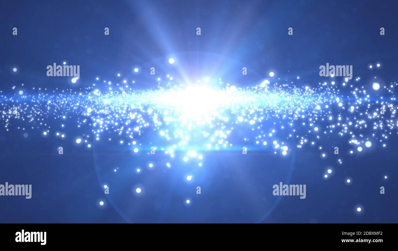 spiral galaxy ray light particle abstract render illustration Stock ...