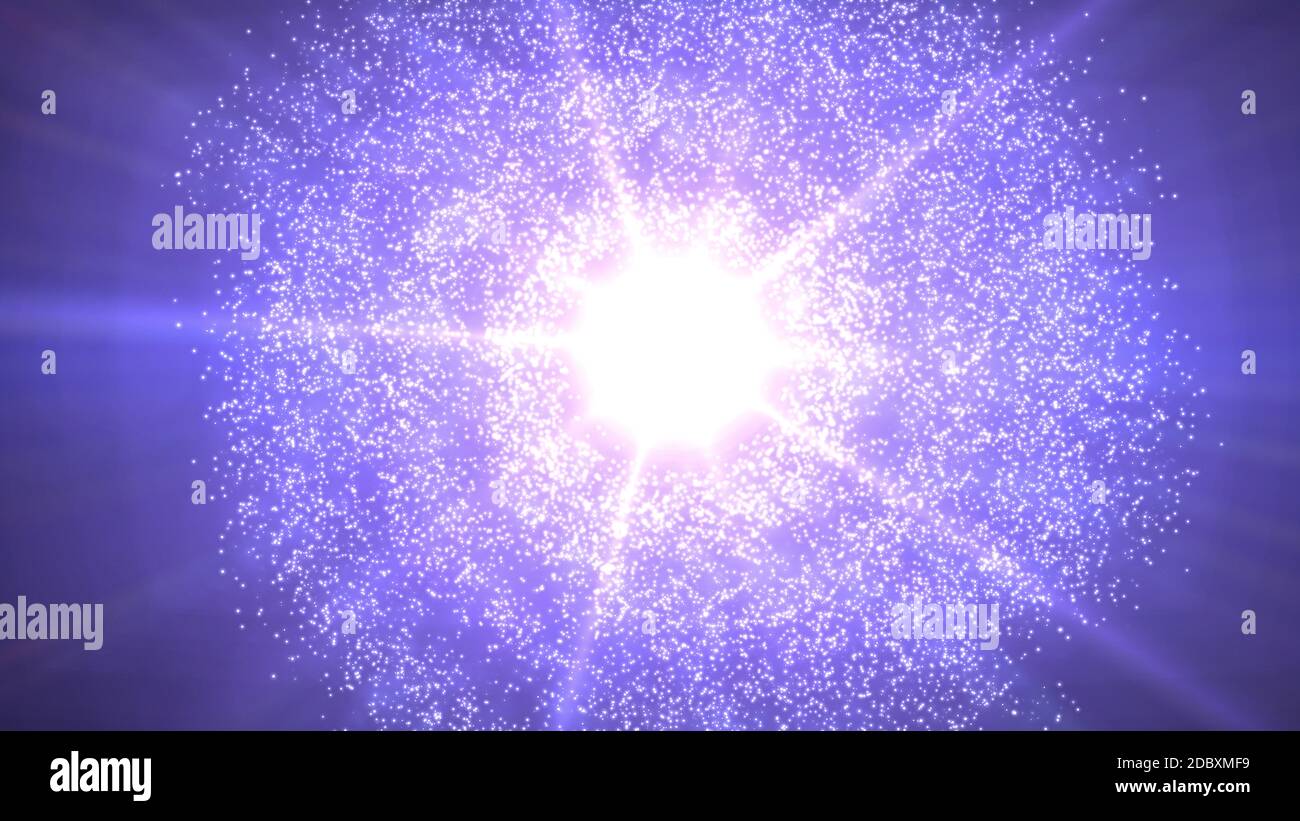 spiral galaxy ray light particle abstract render illustration Stock ...