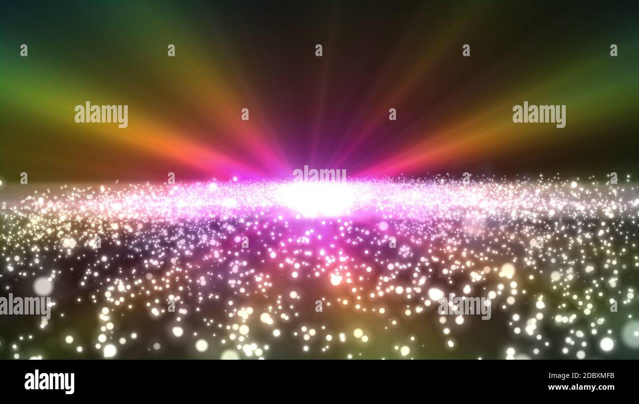 spiral galaxy ray light particle abstract render illustration Stock ...