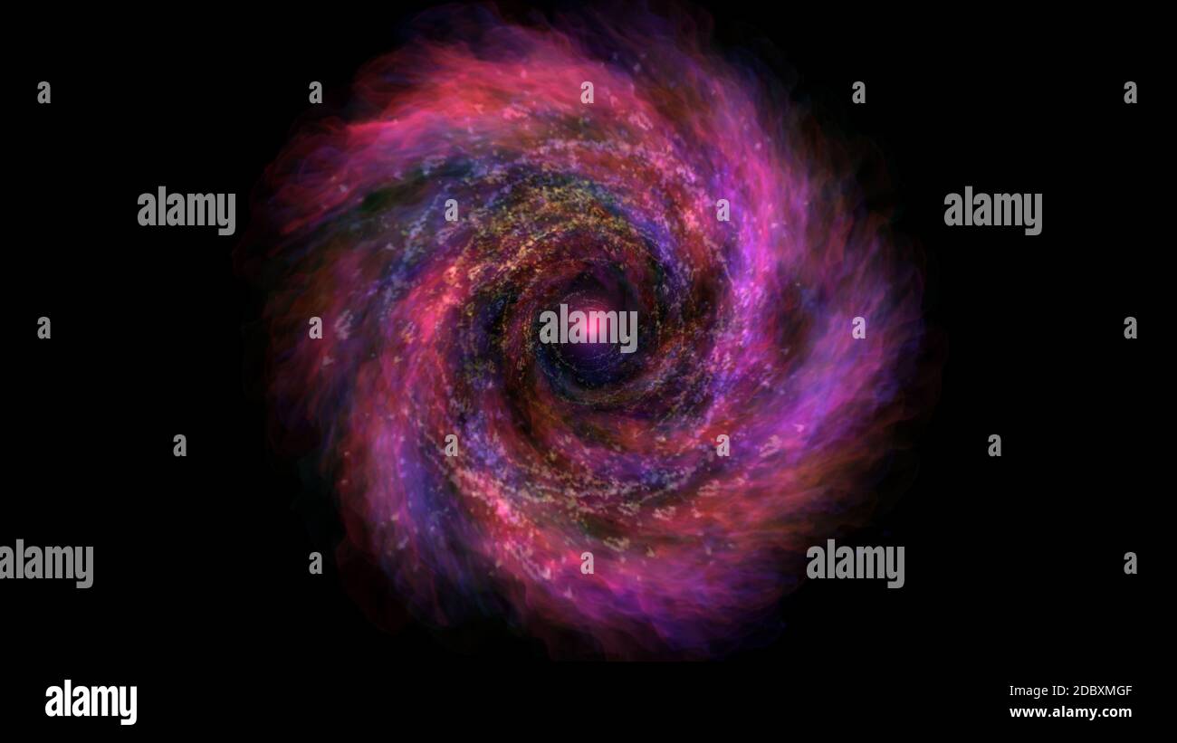 spiral galaxy ray light particle abstract render illustration Stock ...