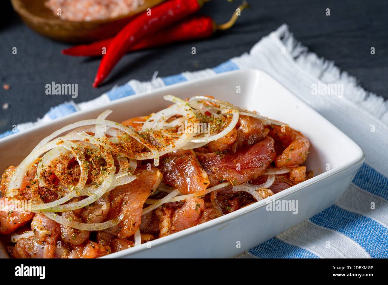 Freshly seasoned Greek gyros meat Stock Photo - Alamy