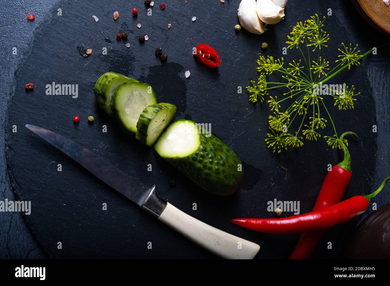 rustic fresh pickled cucumber (polish malosolne Stock Photo - Alamy