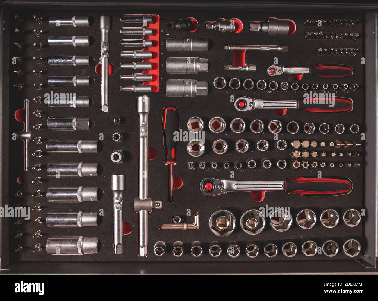 Toolkit of various tools in the box Stock Photo - Alamy