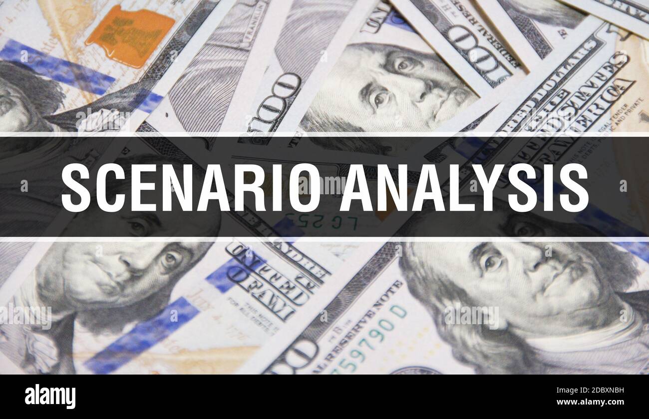 Scenario analysis text Concept Closeup. American Dollars Cash Money,3D ...