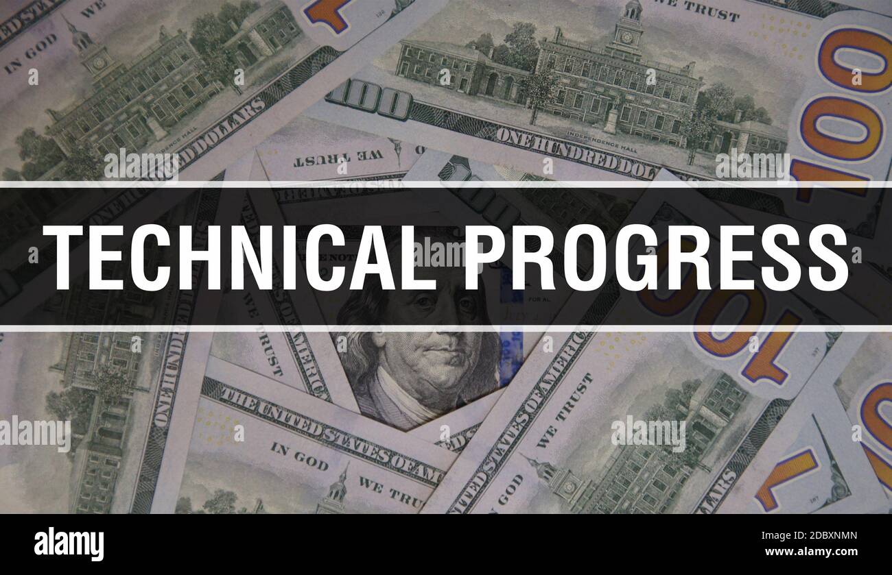 Technical progress text Concept Closeup. American Dollars Cash Money,3D ...