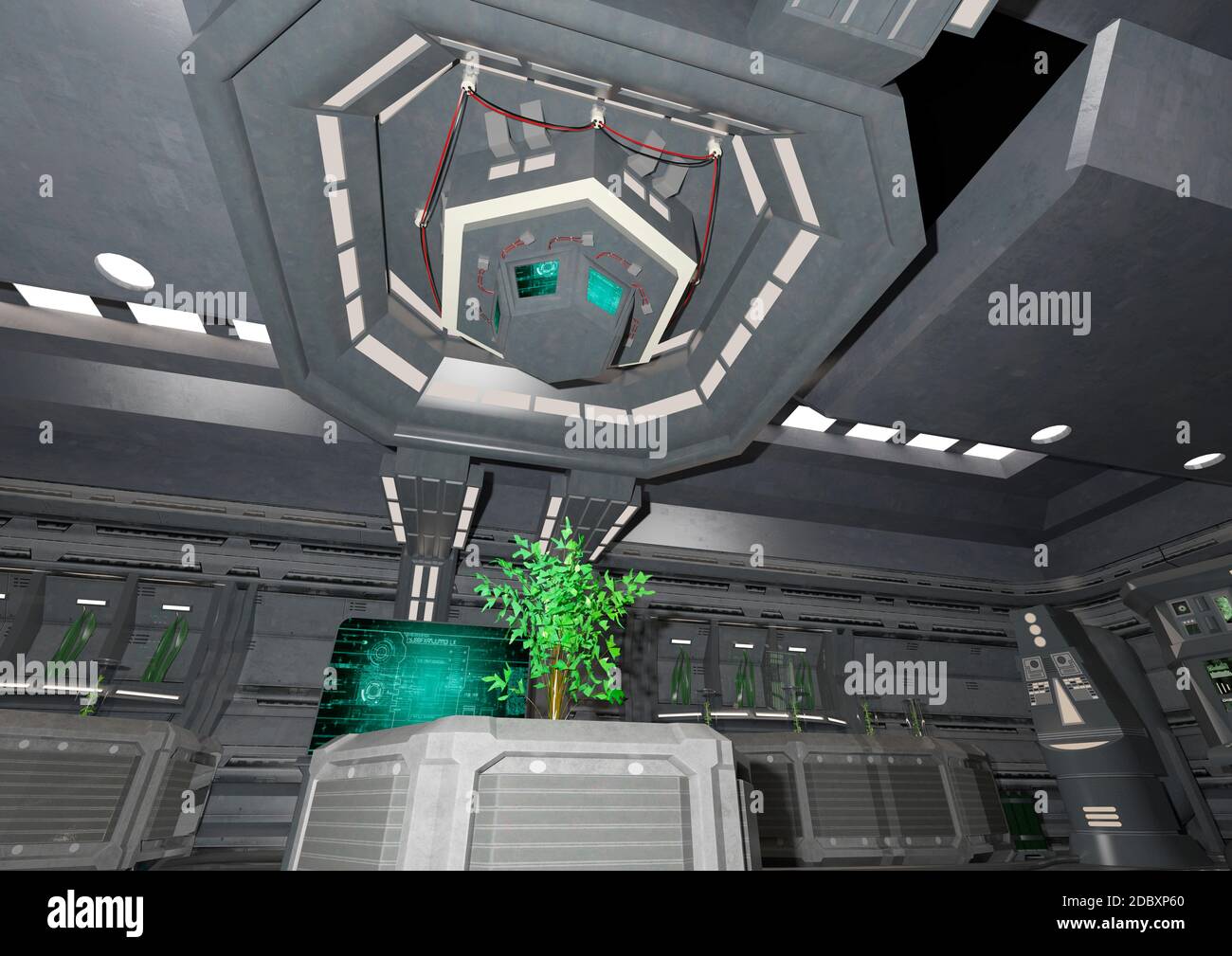 3D rendering of a science fiction botanical space laboratory Stock ...