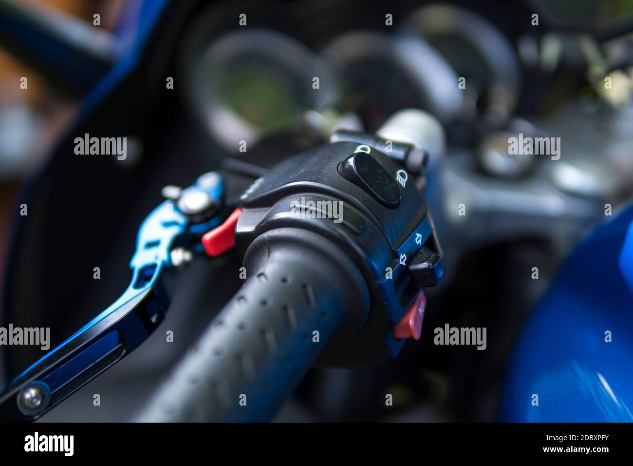 detail of a steering wheel of a motorcycle Stock Photo - Alamy