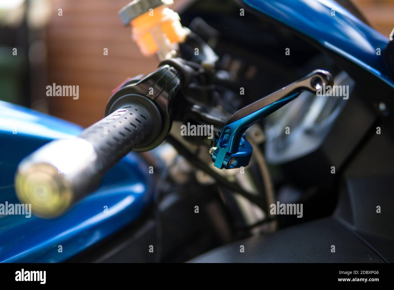 detail of a steering wheel of a motorcycle Stock Photo - Alamy