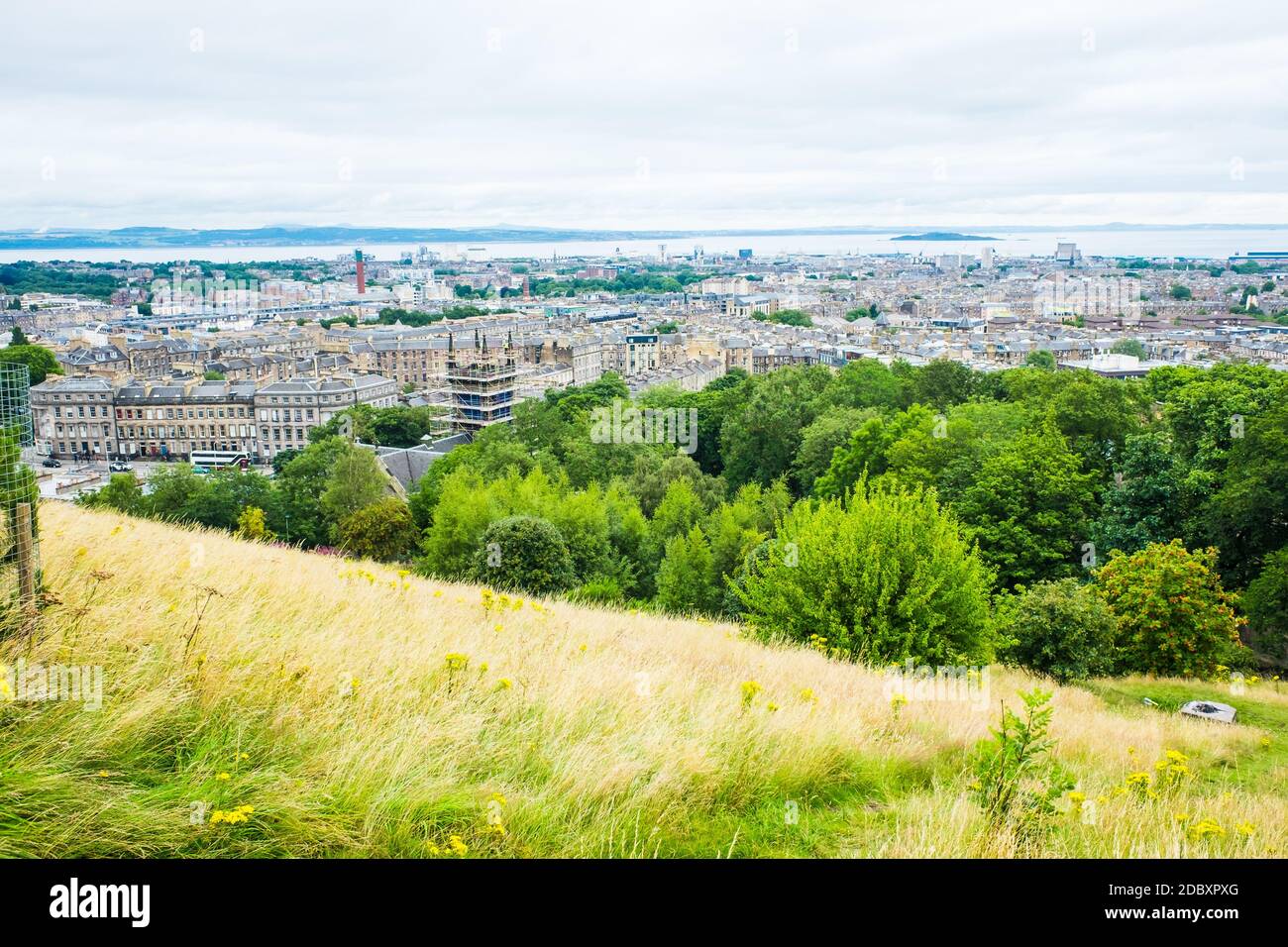 Edinburgh Scotland 5th Aug 2020 Overlooking Leith and the sea from ...
