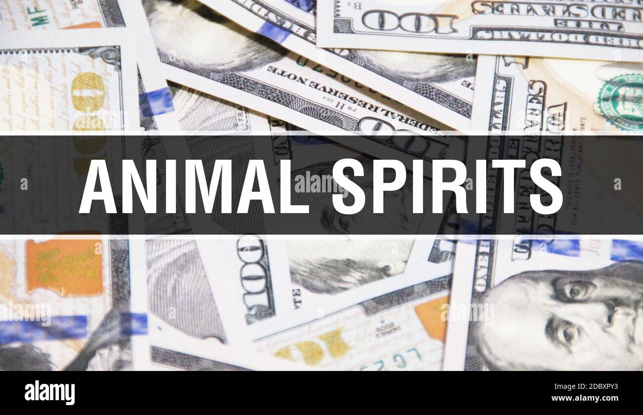 Animal spirits text Concept Closeup. American Dollars Cash Money,3D ...