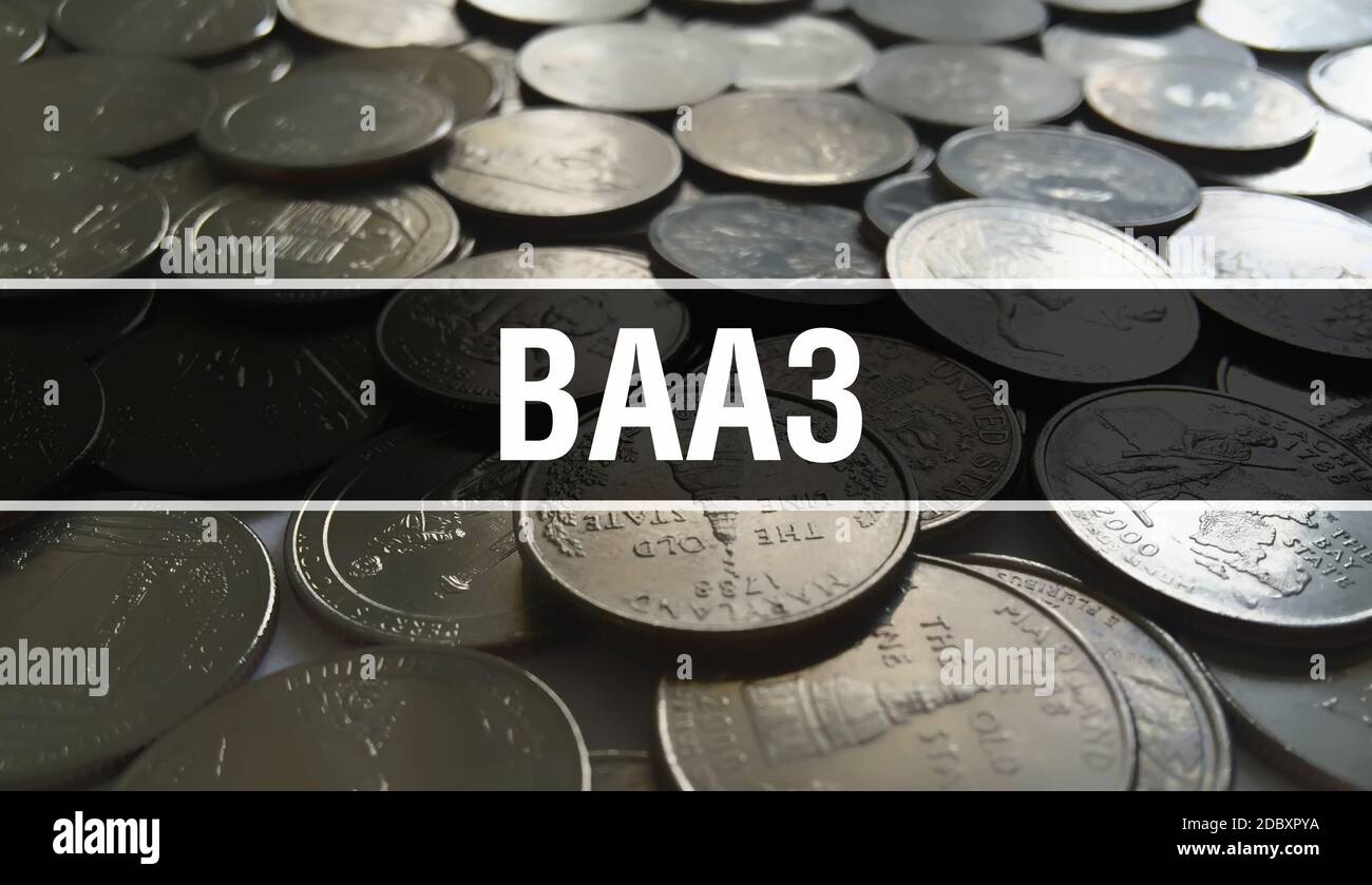 Baa3 text Concept Closeup. American Dollars Cash Money,3D rendering ...