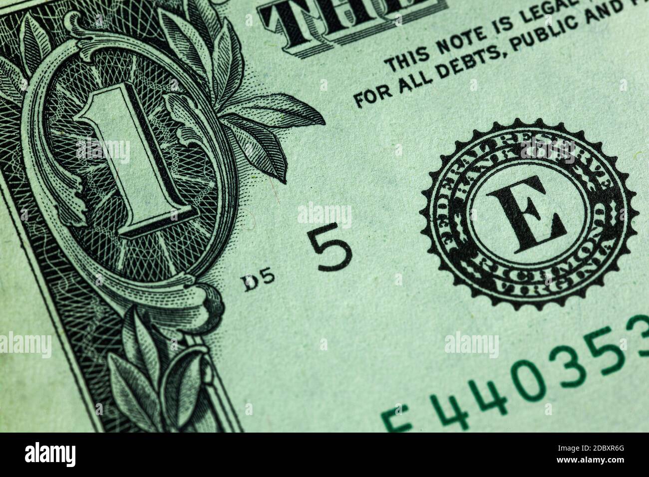 One dollar bill macro detail of front side Stock Photo - Alamy