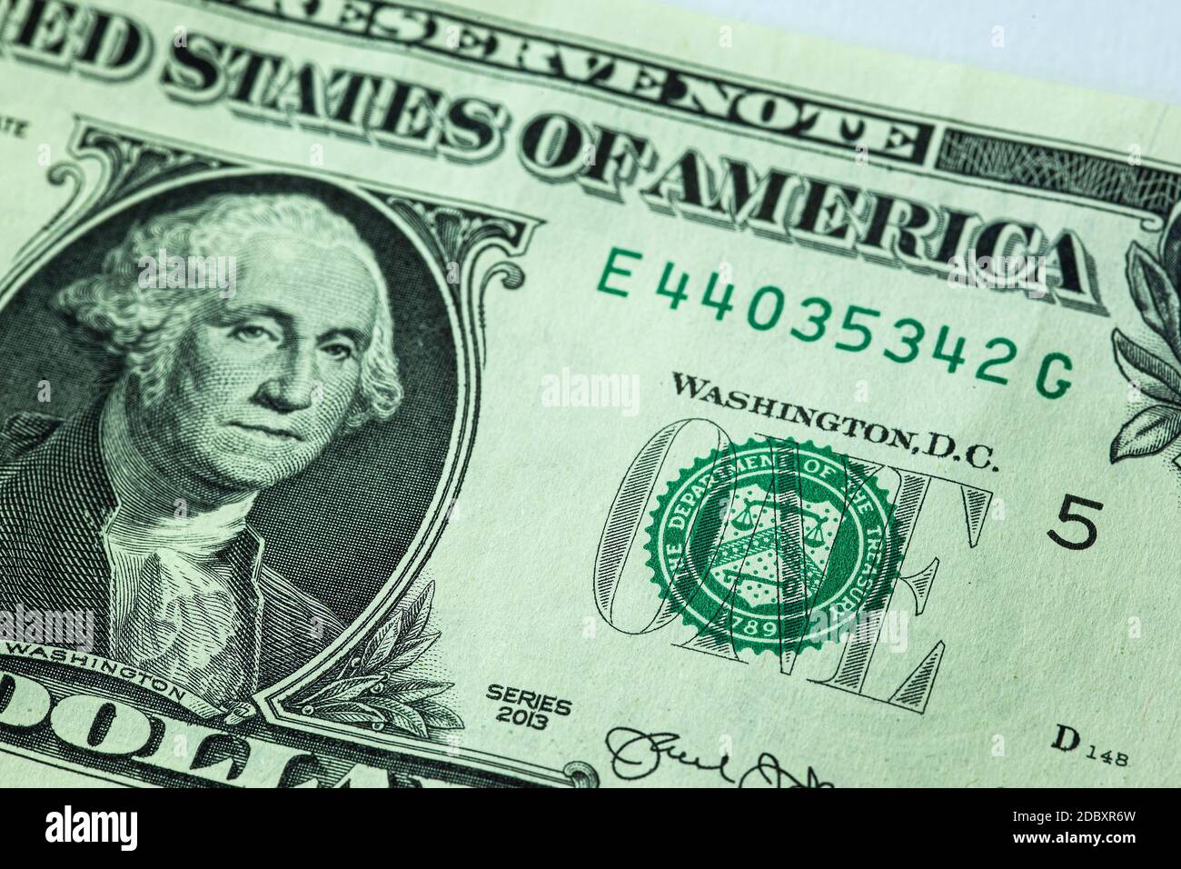 One dollar bill macro detail of front side Stock Photo - Alamy