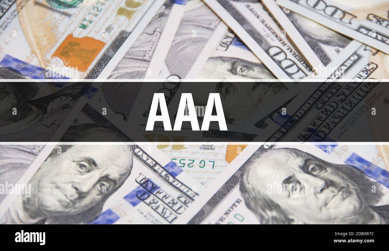 AAA text Concept Closeup. American Dollars Cash Money,3D rendering. AAA ...