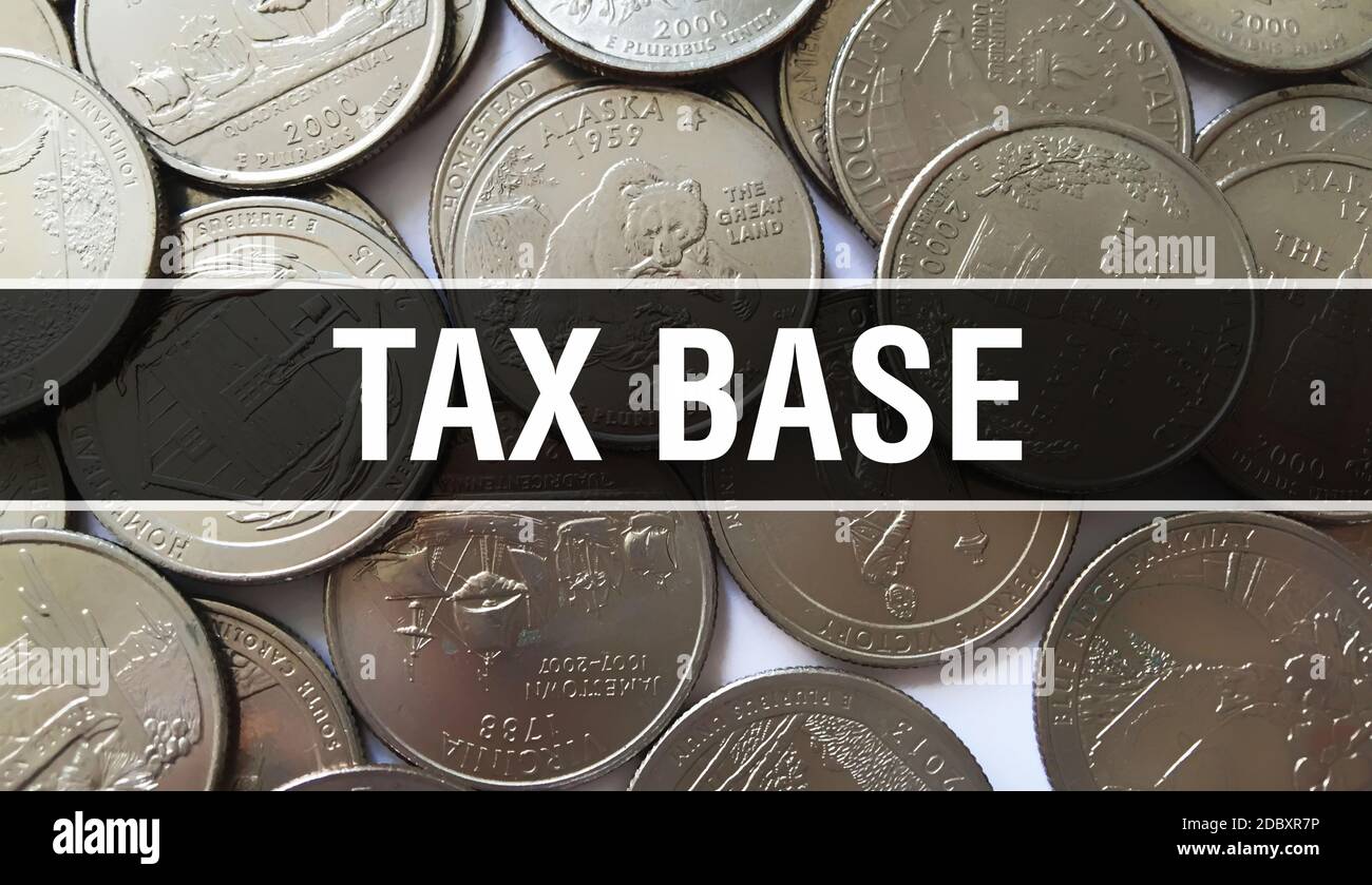 Tax base text Concept Closeup. American Dollars Cash Money,3D rendering ...