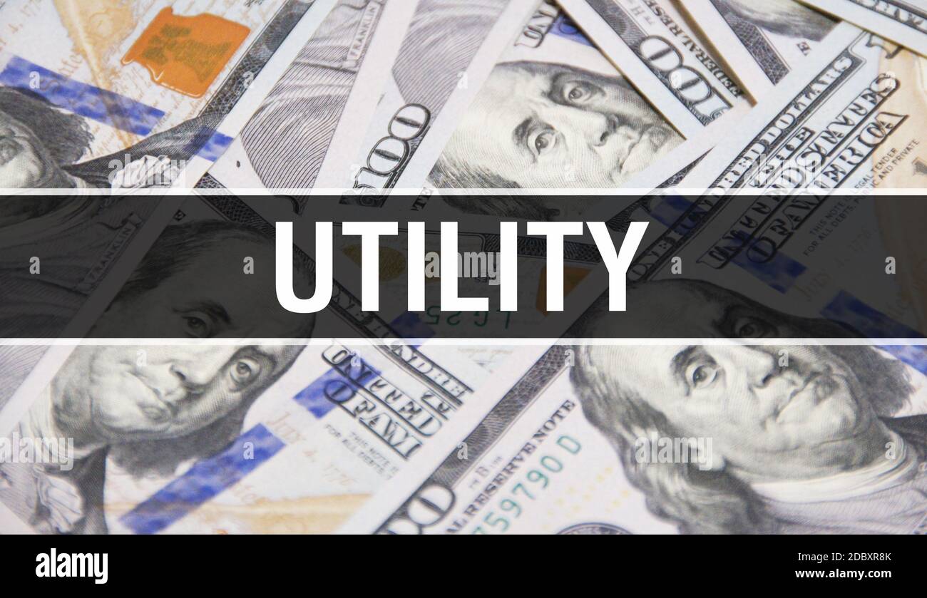Utility text Concept Closeup. American Dollars Cash Money,3D rendering ...