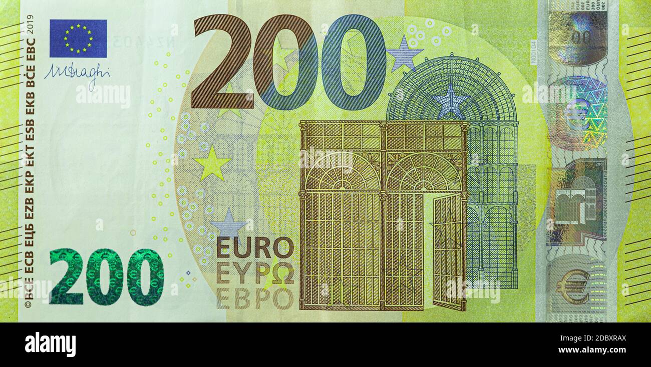 Isolated image of two hundred Euro bill new model, front side Stock ...