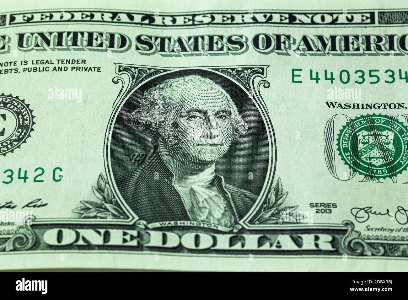 One dollar bill macro detail of front side Stock Photo - Alamy
