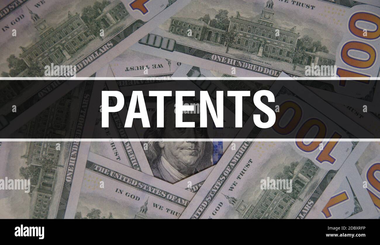 Patents text Concept Closeup. American Dollars Cash Money,3D rendering ...