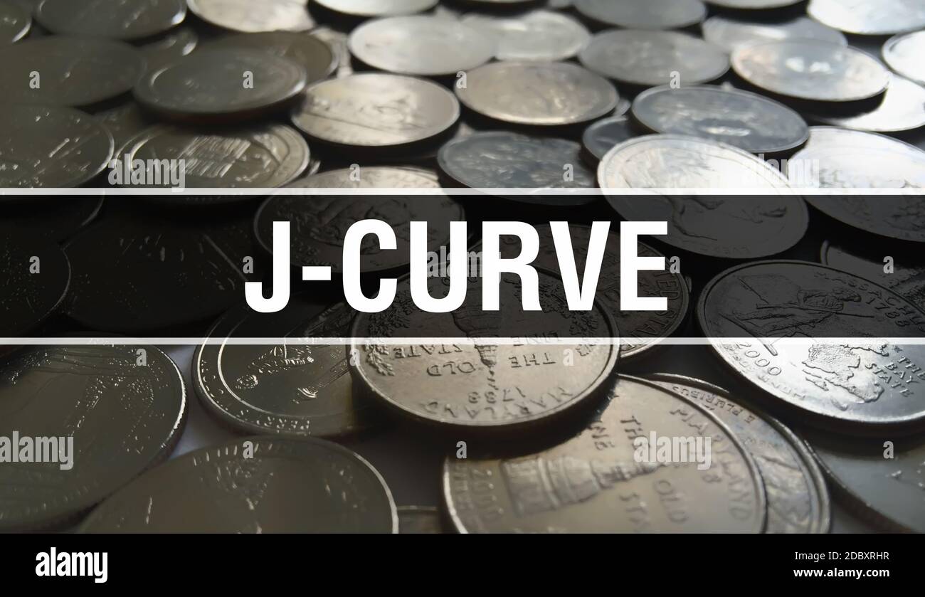 J-curve text Concept Closeup. American Dollars Cash Money,3D rendering ...