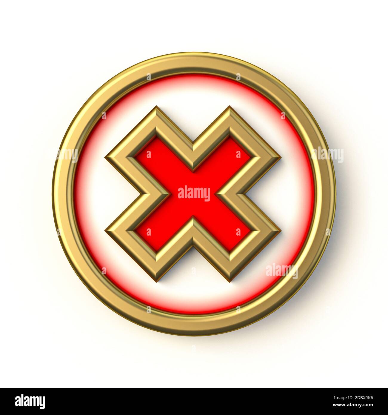 Golden red circle check mark 3D render illustration isolated on white ...