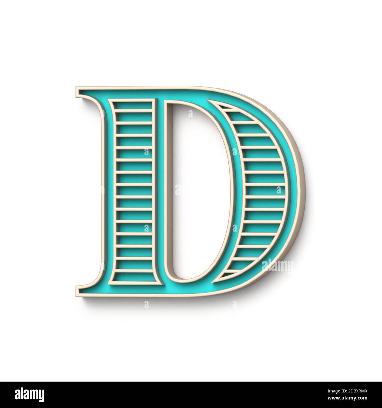 Classic old fashioned font Letter D 3D render illustration isolated on ...