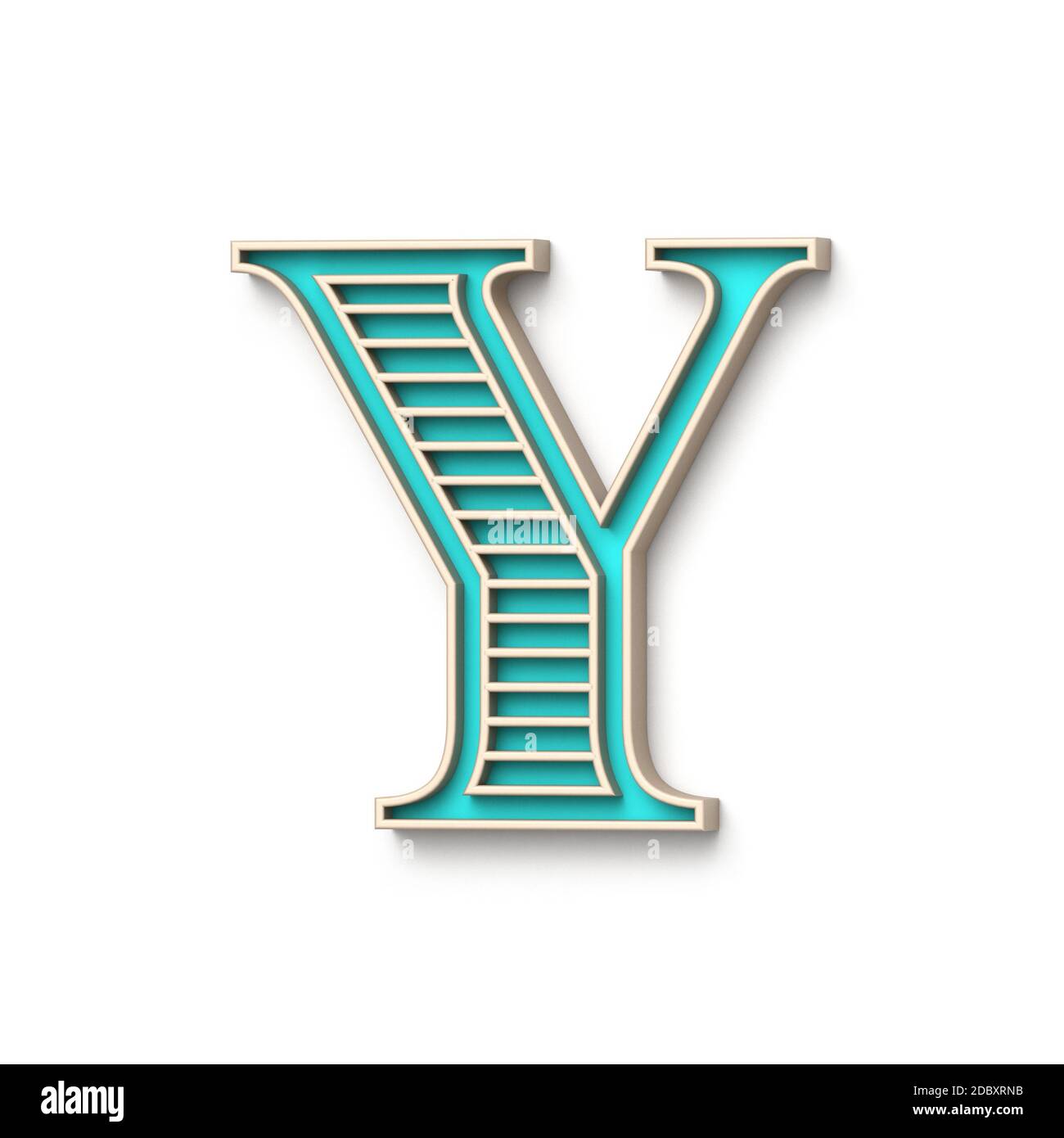 Classic old fashioned font Letter Y 3D render illustration isolated on ...