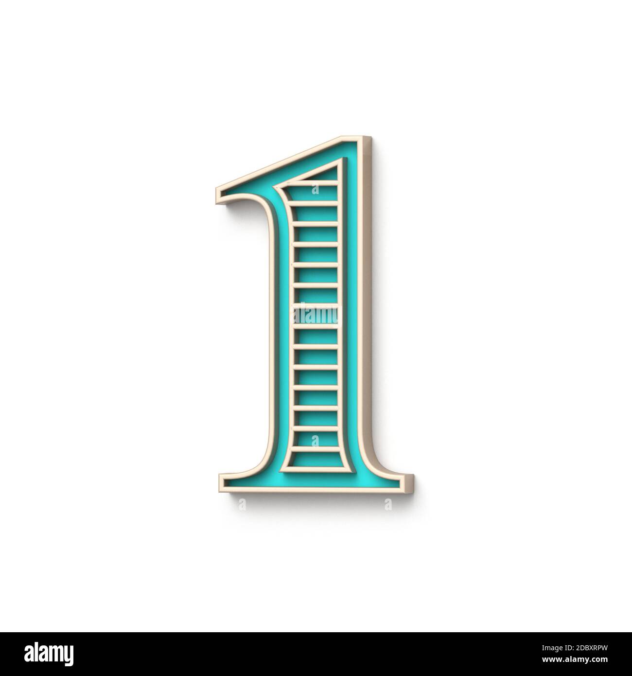 Classic old fashioned font Number 1 ONE 3D render illustration isolated ...